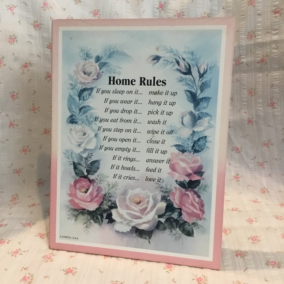 Vintage | Art | Vintage Shabby Chic Pastel Pink Rose Sweet Home Rule ...